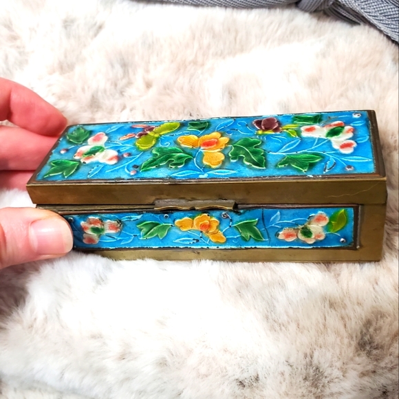 Other | Antique 191 Chinese Brass Enamel Stamp Box | Poshmark